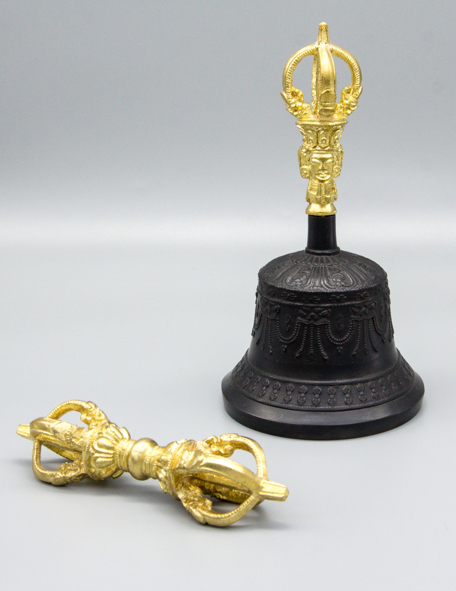 Darkened Bell & Dorje with Gold Contrast III – Ani – Rinchen Shop